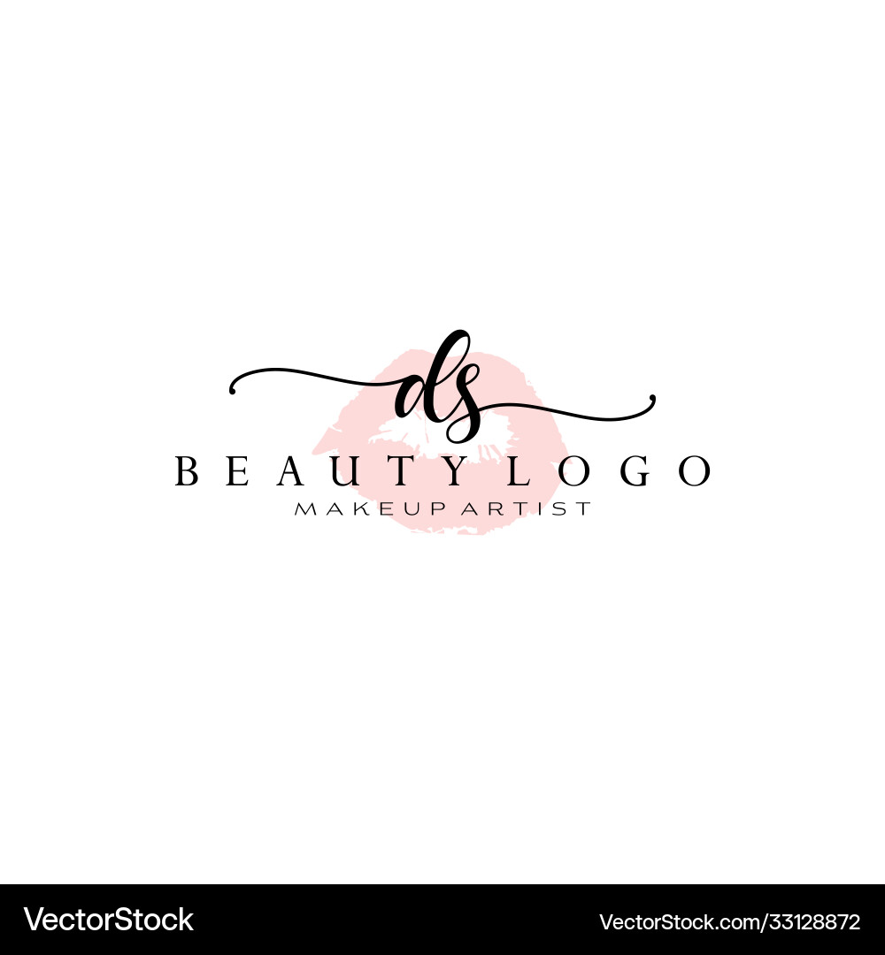 Letter ds watercolor lips premade logo design Vector Image