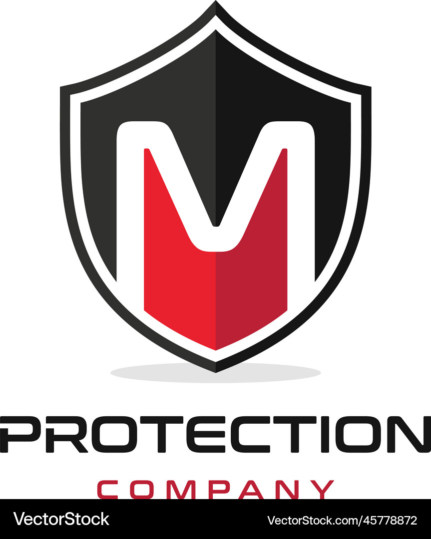 M letter shield logo template black and red color Vector Image