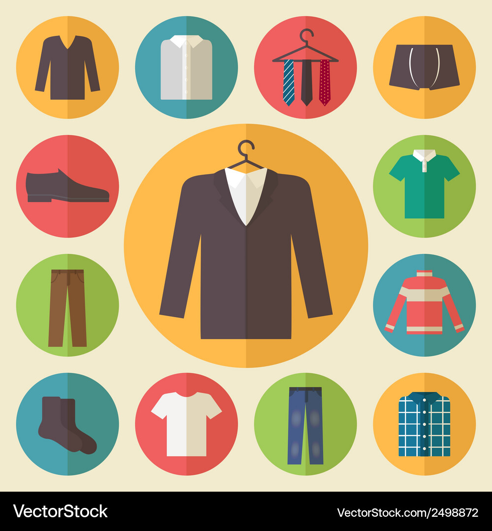 Man clothing icons set Royalty Free Vector Image