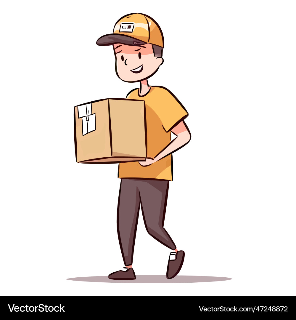 Man holding box for delivery package shipping Vector Image