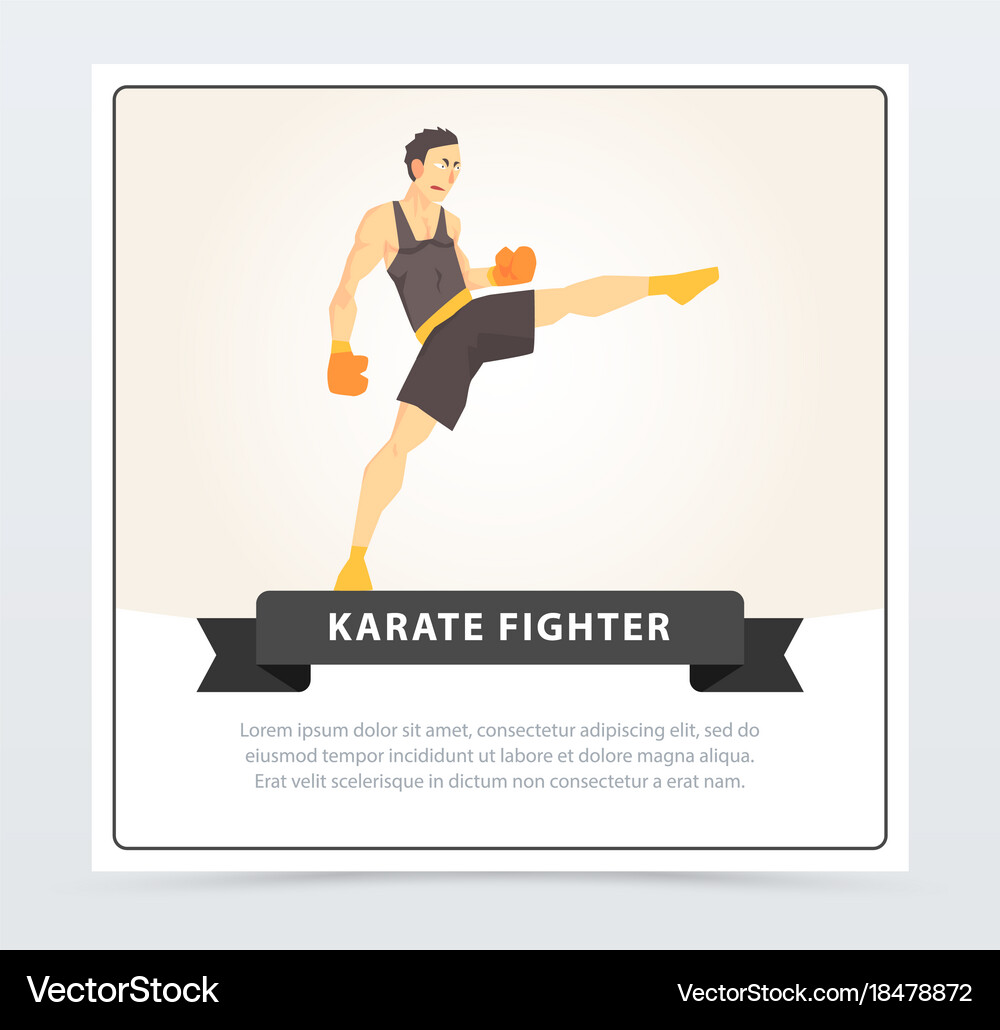 Man in black uniform and boxing gloves training Vector Image