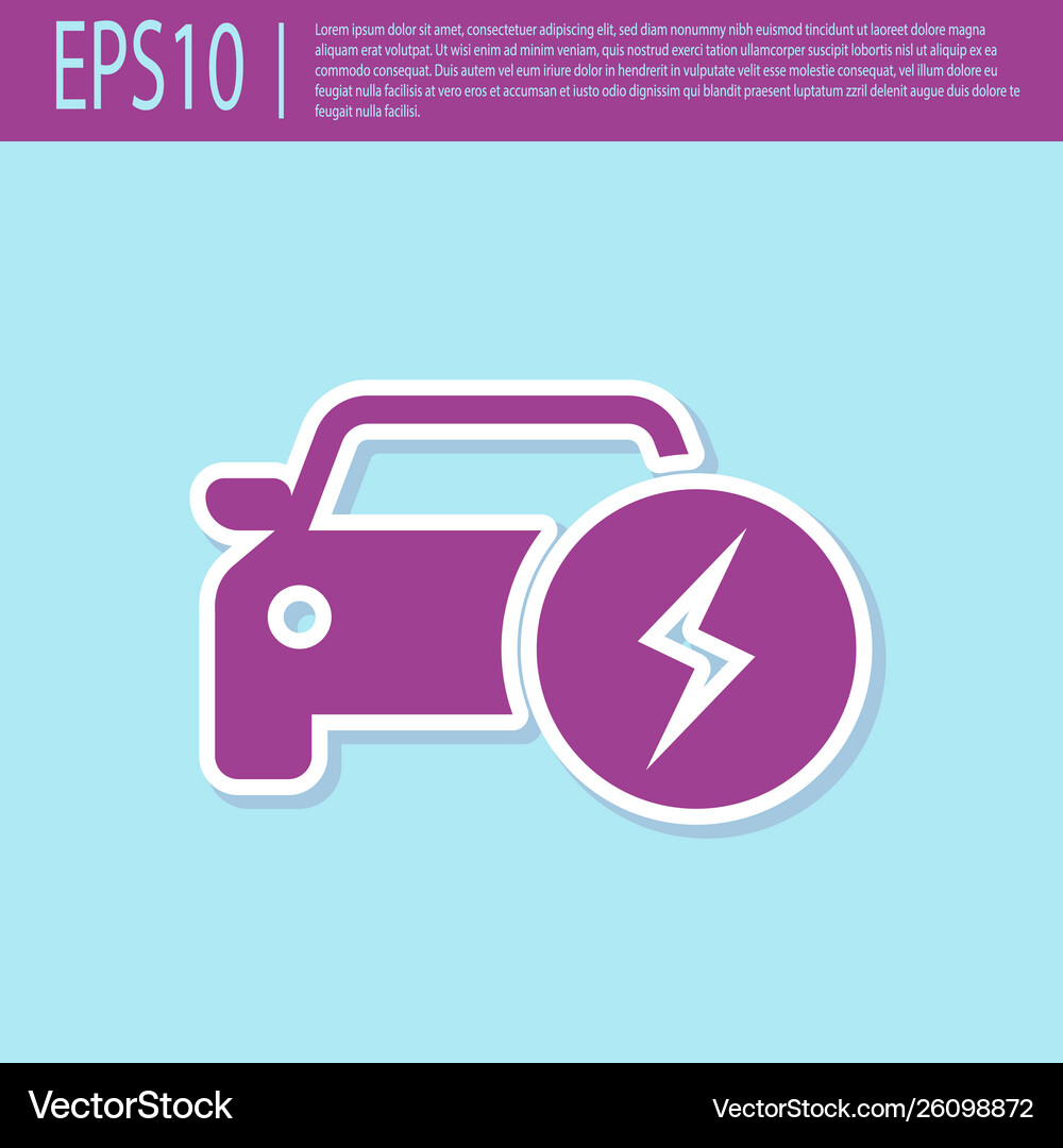 Retro purple electric car and electrical cable Vector Image