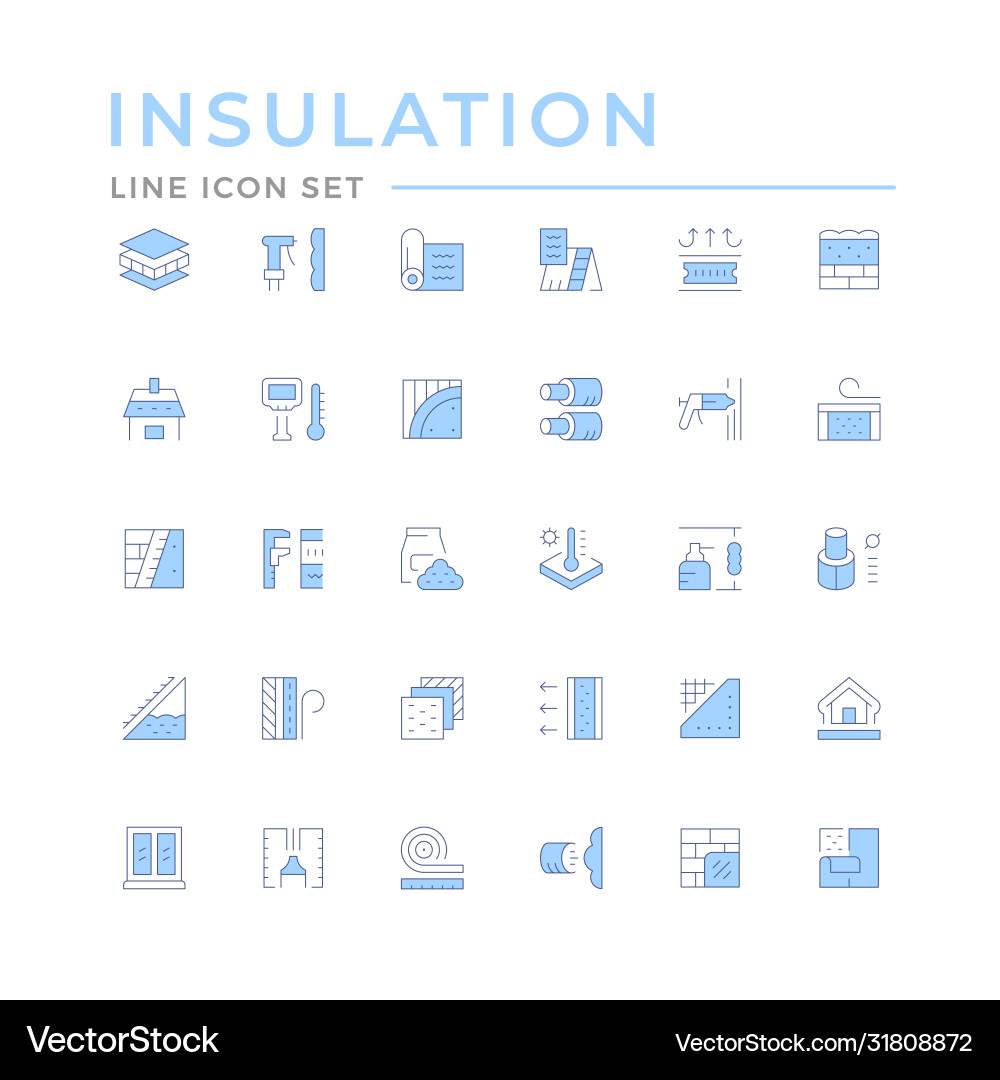 Set color line icons insulation Royalty Free Vector Image