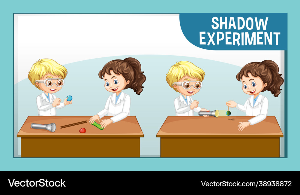 Shadow experiment with scientist kids cartoon Vector Image