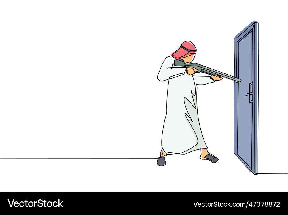 Single one line drawing arabic businessman Vector Image