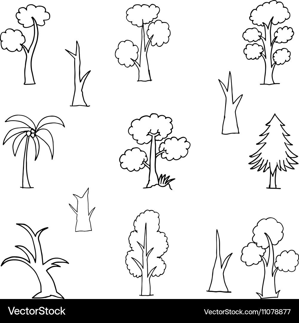 Art of tree hand draw doodles Royalty Free Vector Image