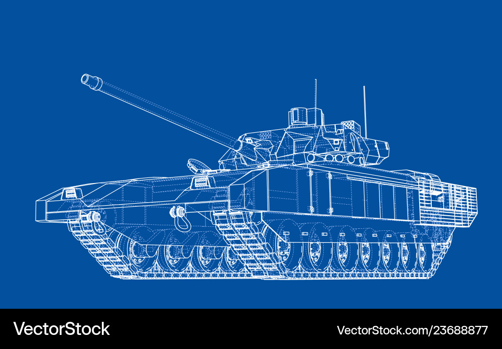 Blueprint of realistic tank Royalty Free Vector Image