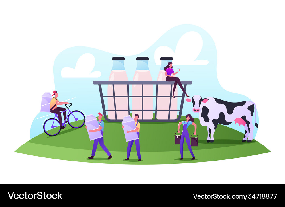 Farming rancher characters working on animal farm Vector Image