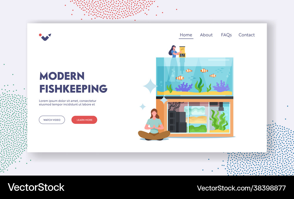 Modern fishkeeping landing page template care Vector Image