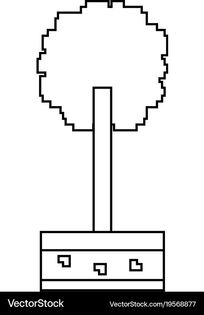 Pixel tree grass nature ecology Royalty Free Vector Image