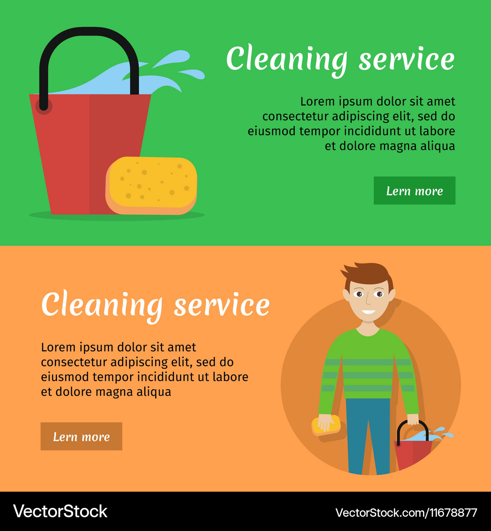 Set of cleaning service flat style web banners Vector Image