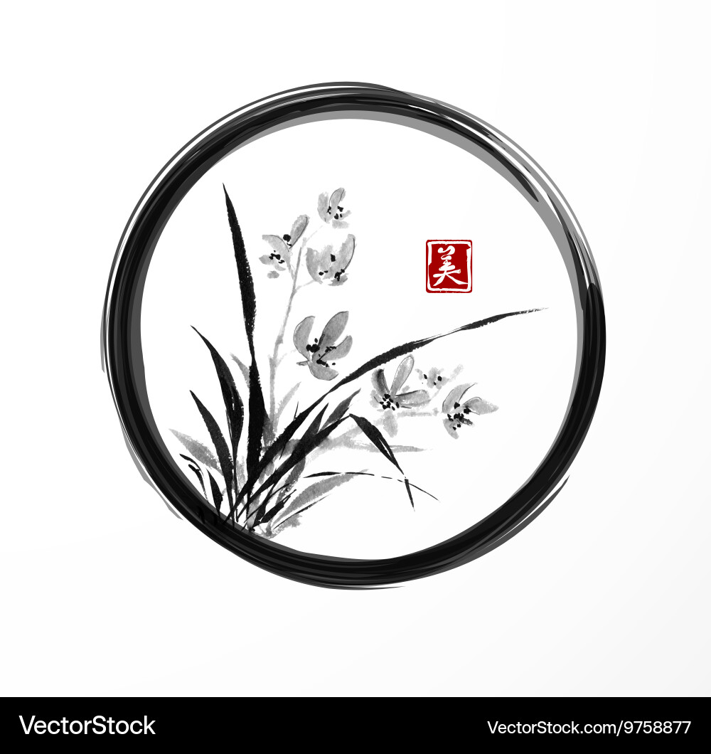 Wild orchid on meadow Royalty Free Vector Image