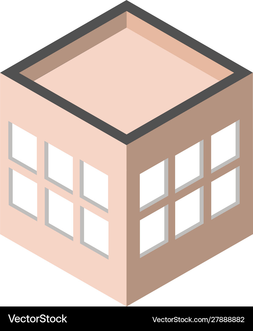 Block windows roof building isometric style Vector Image