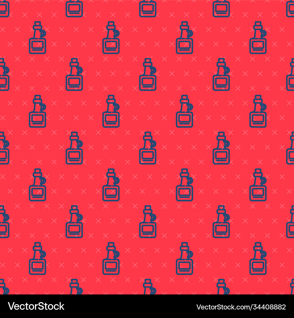 Blue line alcohol drink rum bottle icon isolated Vector Image