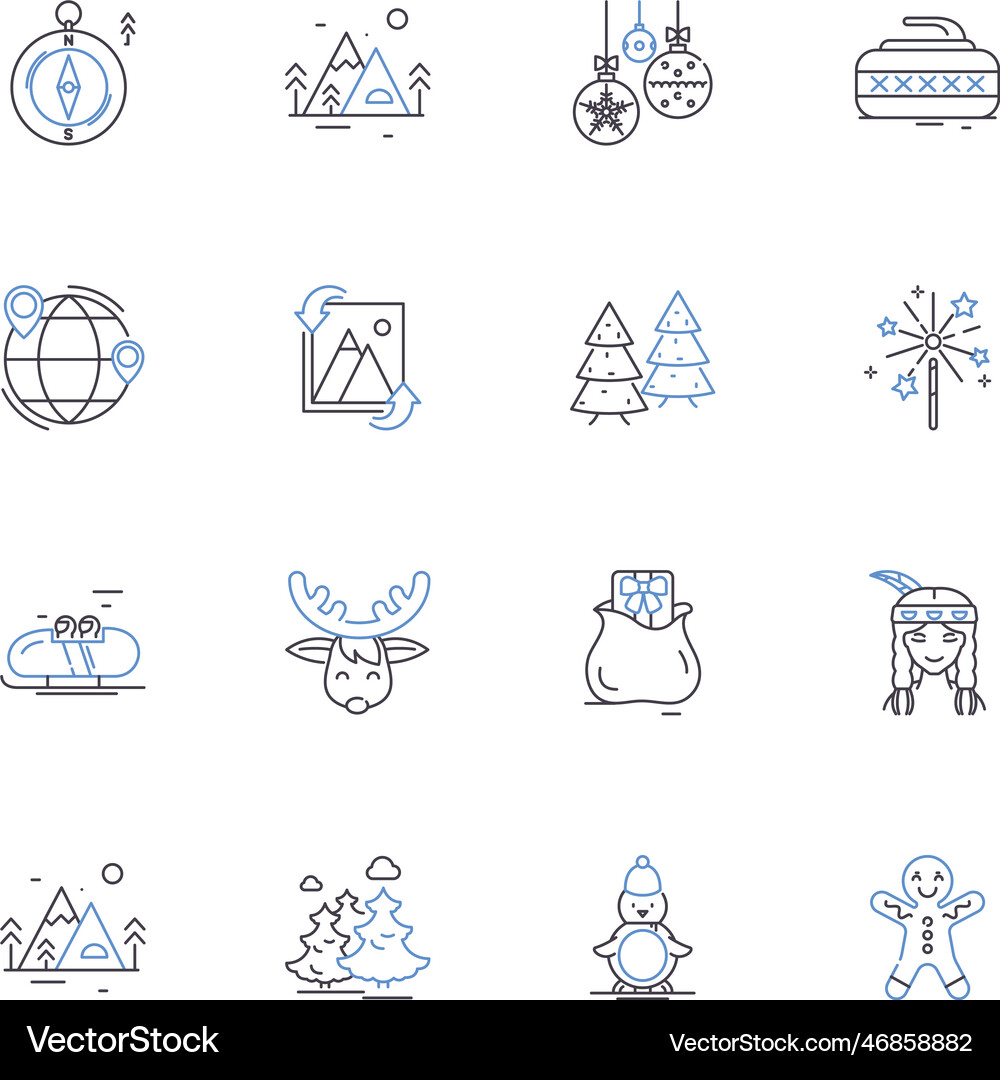 Candlemas line icons collection celebration Vector Image