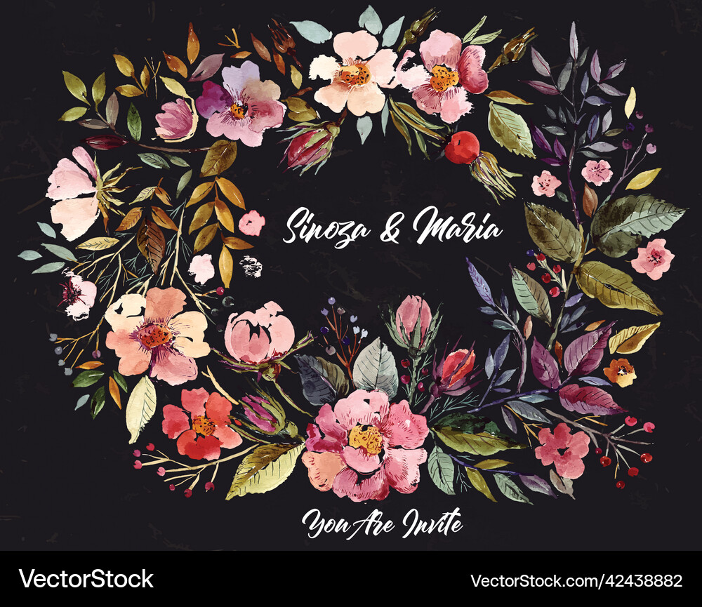 Colorful floral rose wedding invitation Royalty Free Vector