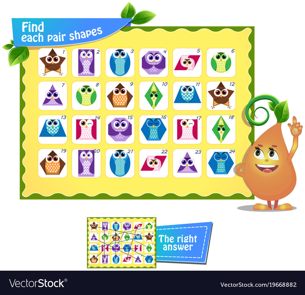Find pair shapes 2 Royalty Free Vector Image - VectorStock