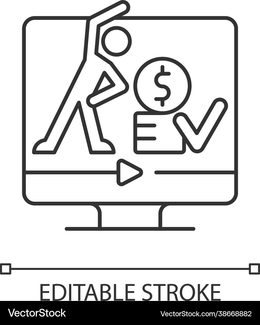 Online fitness workout subscription linear icon Vector Image