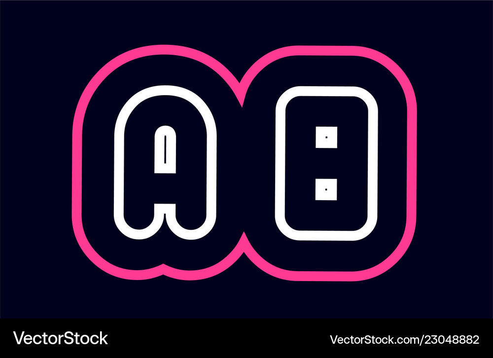 Pink white blue alphabet combination letter ab Vector Image