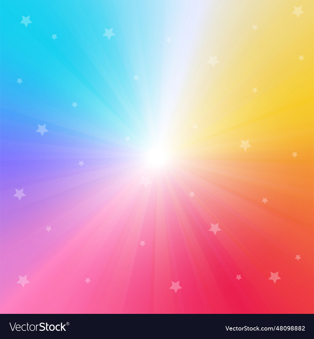 Rainbow gradient background with bright rays Vector Image