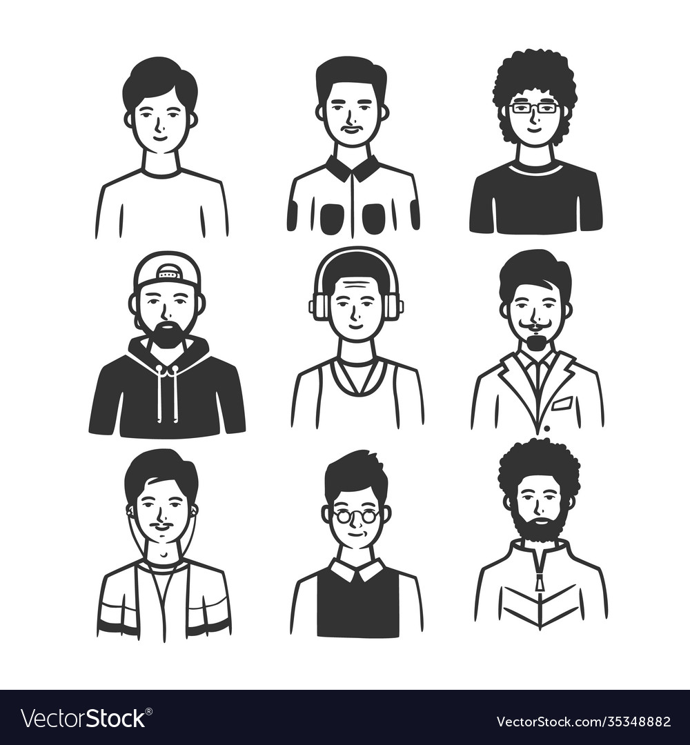 Set different types men Royalty Free Vector Image
