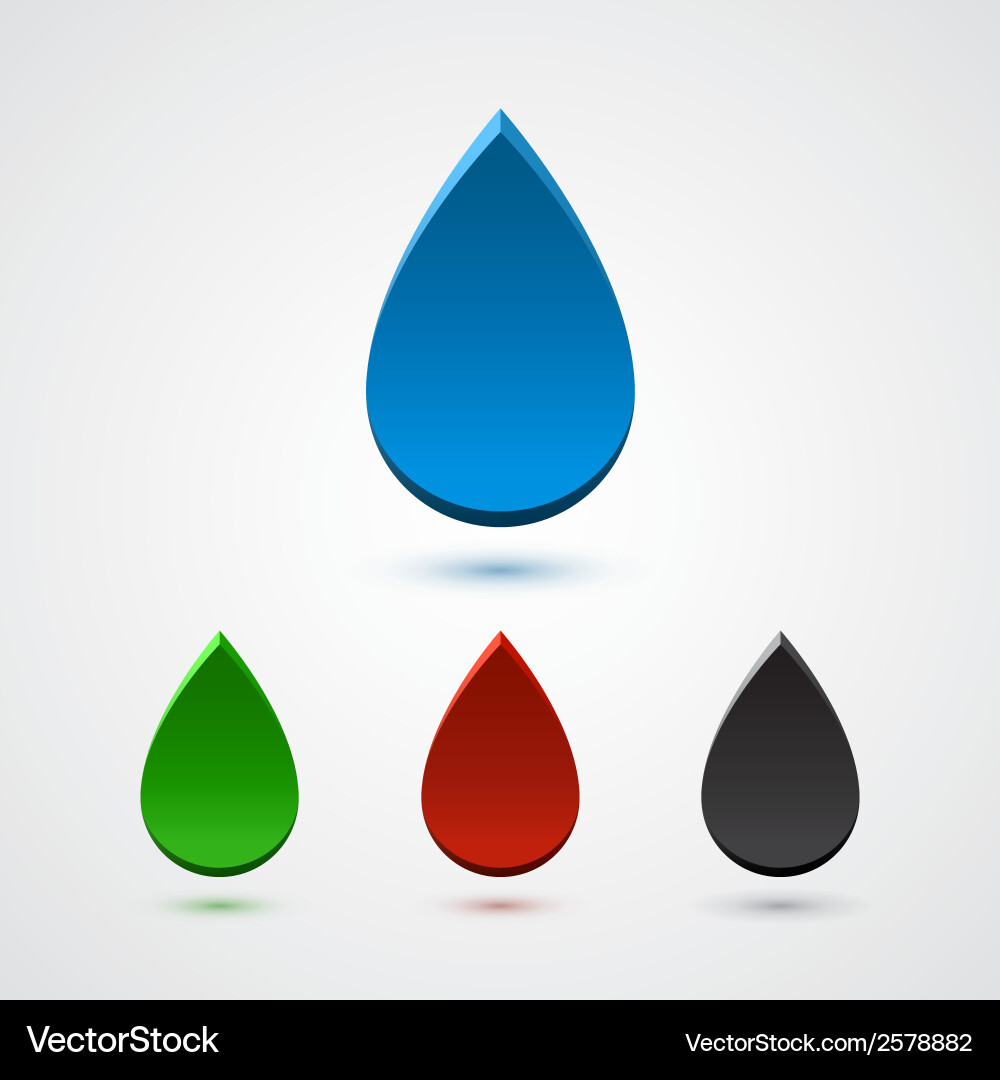 Set of abstract 3d colorful drops Royalty Free Vector Image