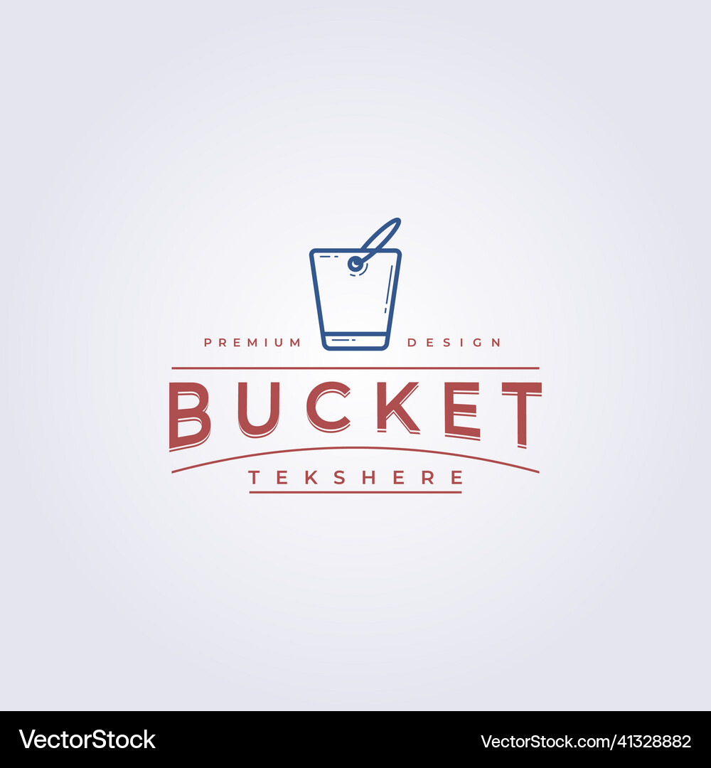Simple bucket pail well logo line Royalty Free Vector Image