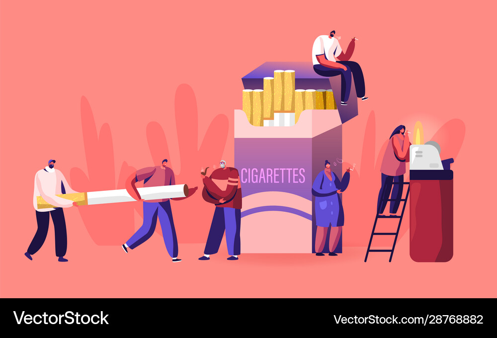 Smokers and smoking addiction concept young Vector Image