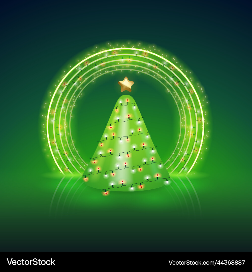 Christmas tree with lights Royalty Free Vector Image