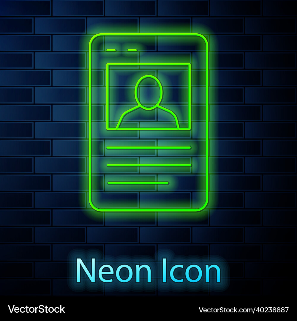 Glowing neon line baseball card icon isolated Vector Image