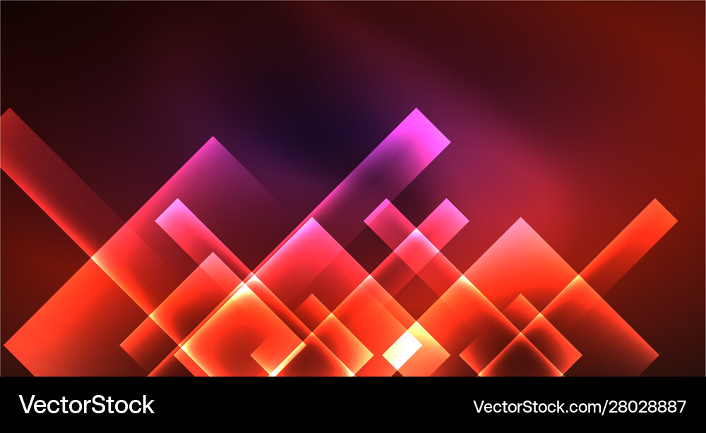 Neon shiny color squares on black modern template Vector Image