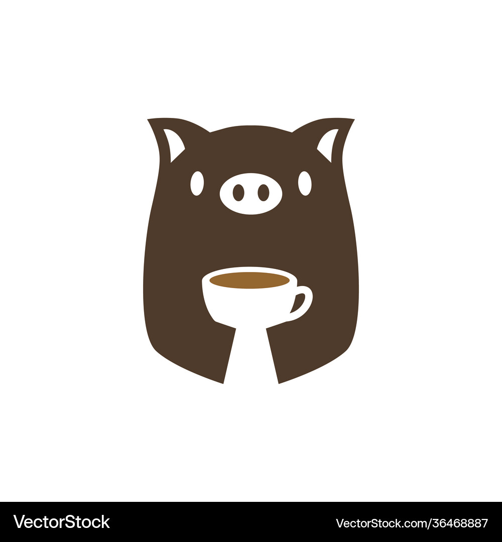 Pig coffee cup drink logo icon Royalty Free Vector Image