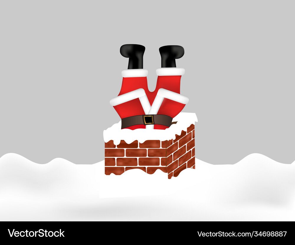 Santa claus stuck in chimney upside down Vector Image
