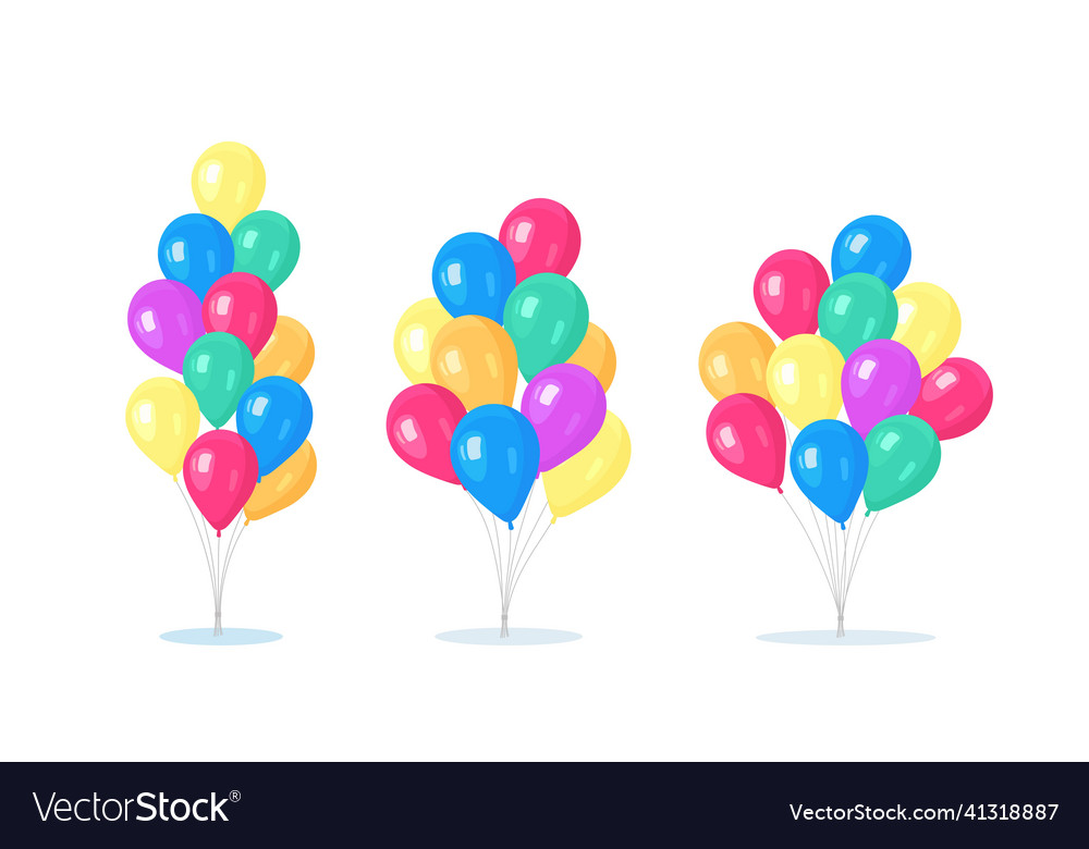 Set of bunch of helium balloon flying air balls Vector Image Set of bunch of helium balloon flying air balls Vector Image
