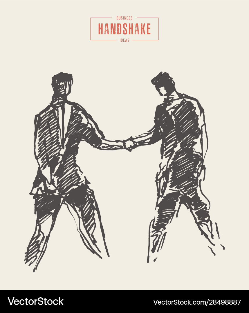 Sketch successful business handshake draw a Vector Image