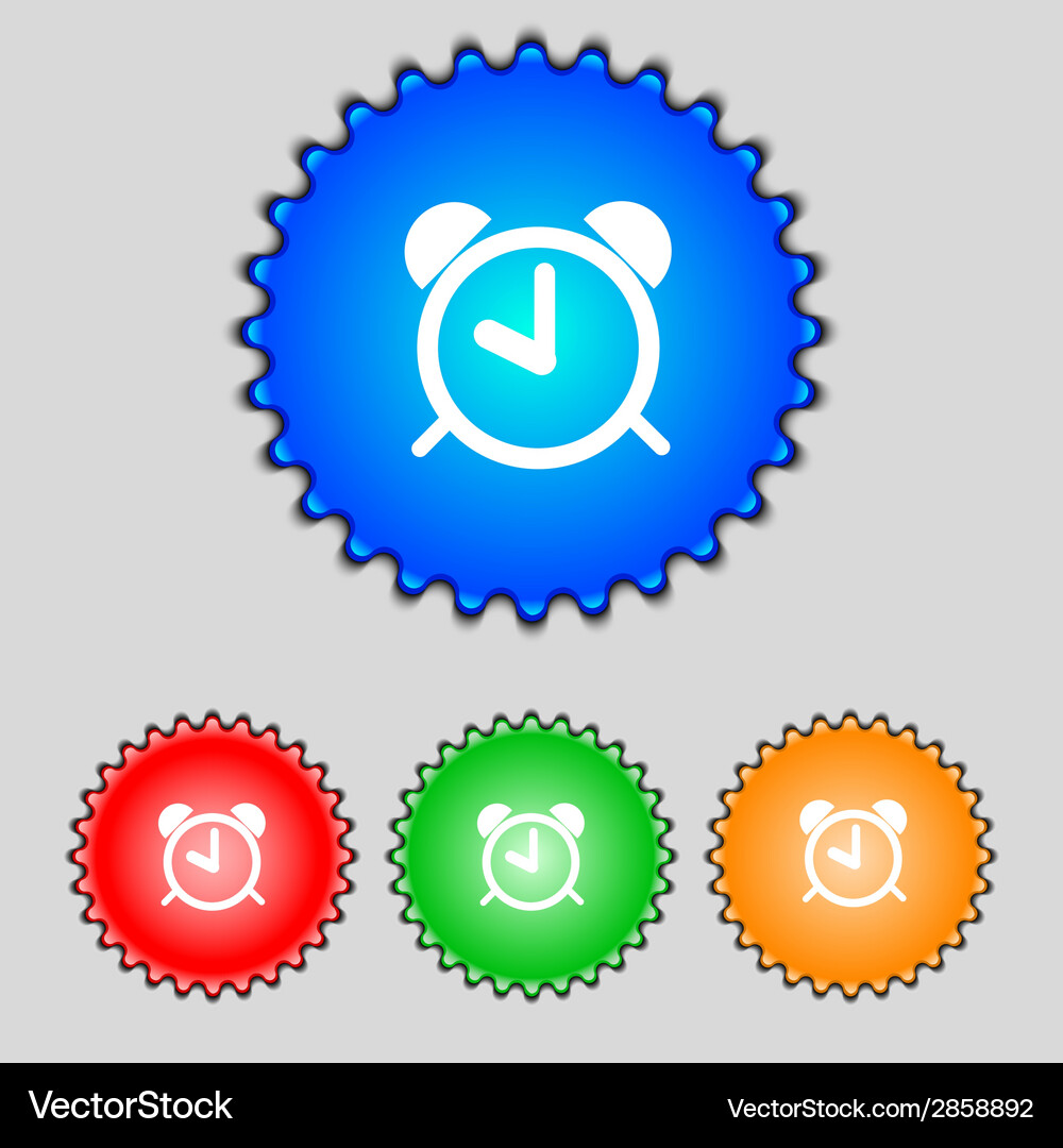 Alarm clock sign icon wake up symbol set Vector Image
