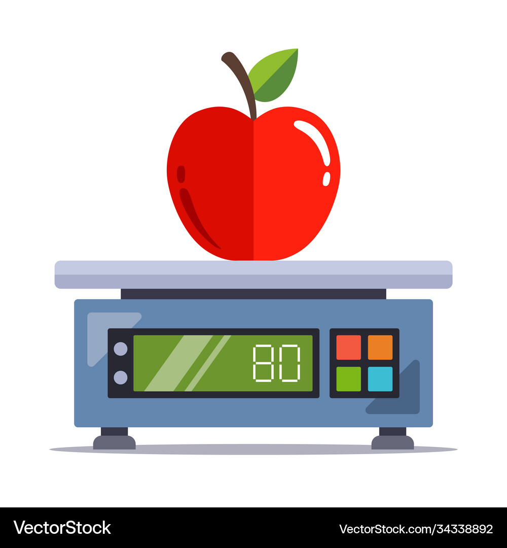 Apple on Electronic Scale Royalty Free Vector Image
