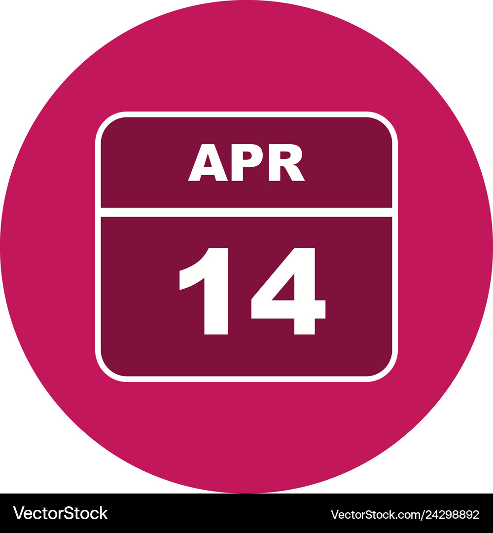 April 14th date on a single day calendar Vector Image