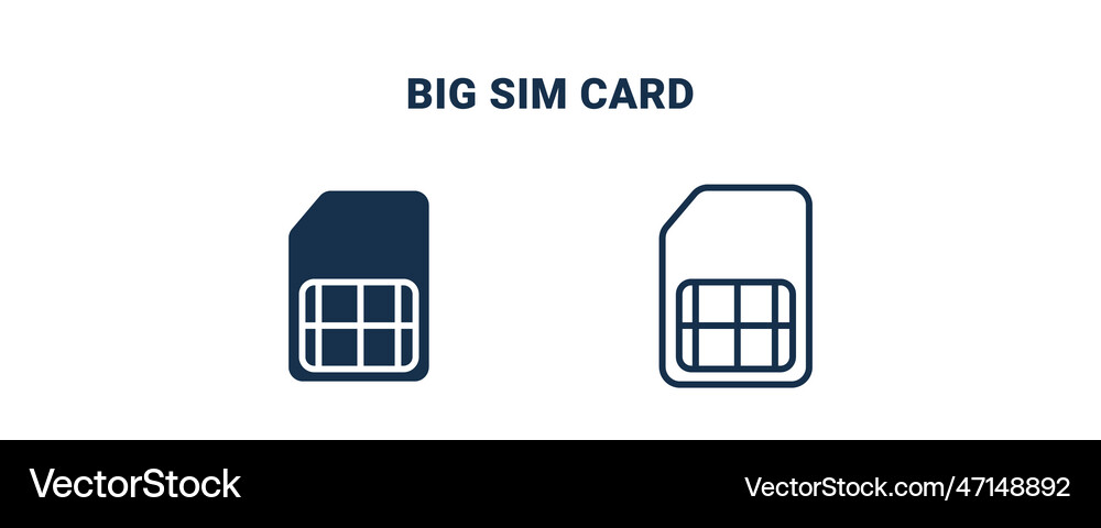 Big sim card icon outline and filled Royalty Free Vector