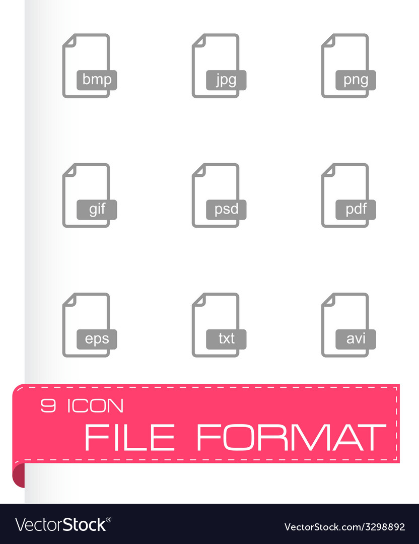Black file format icons set Royalty Free Vector Image Black file format icons set Royalty Free Vector Image