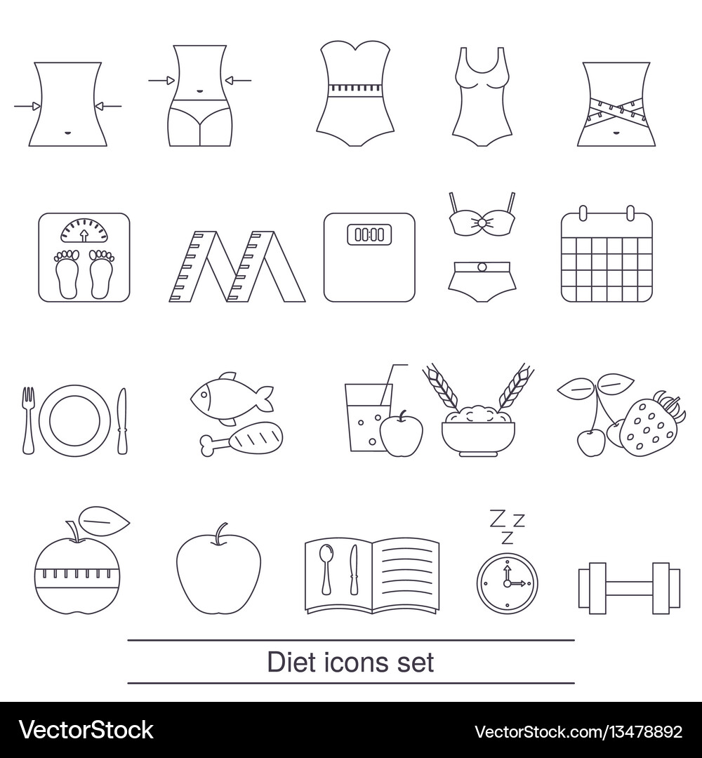 Diet icons set icons set Royalty Free Vector Image