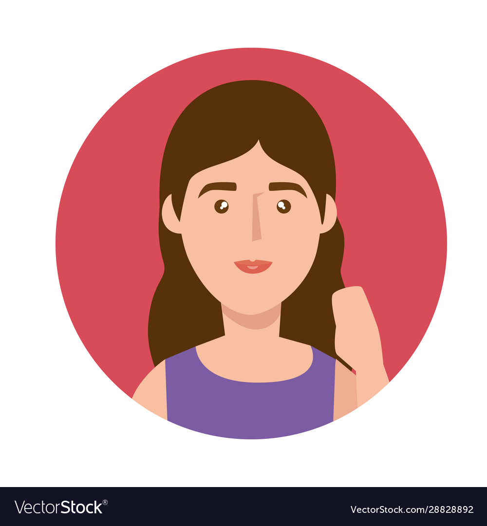 Face young woman in frame circular avatar Vector Image Face young woman in frame circular avatar Vector Image