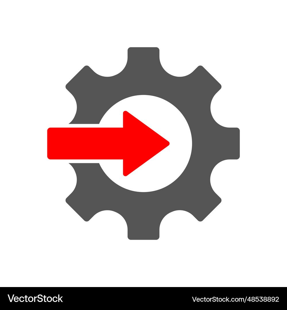 Gear and arrow icon isolated on white flat Vector Image