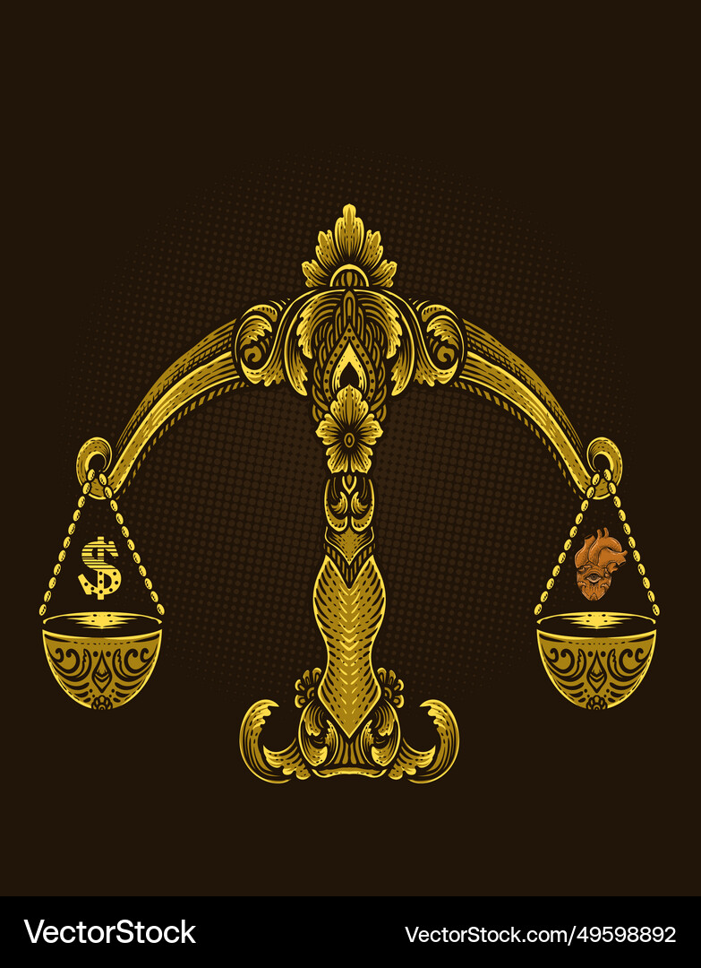 Hand drawn antique scales engraving style Vector Image