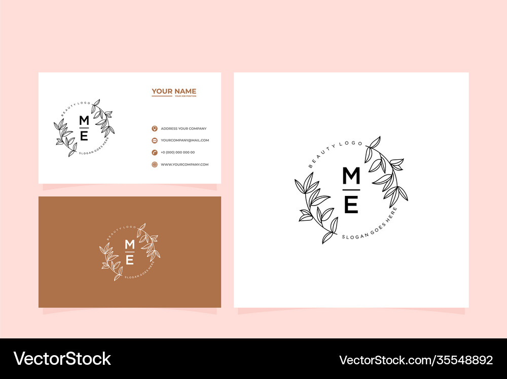 Initial me letters beautiful floral feminine Vector Image