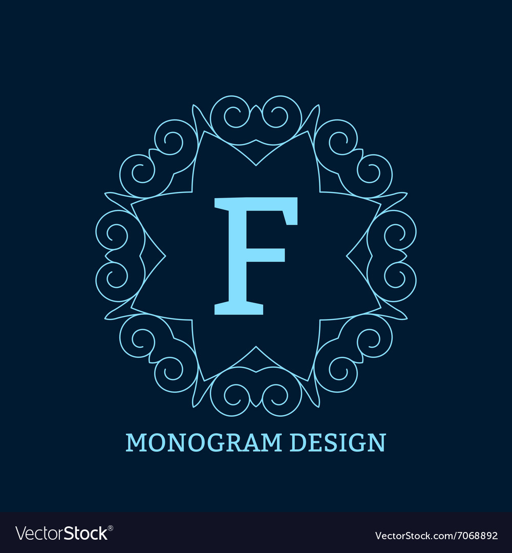 Linear blue monogram Royalty Free Vector Image
