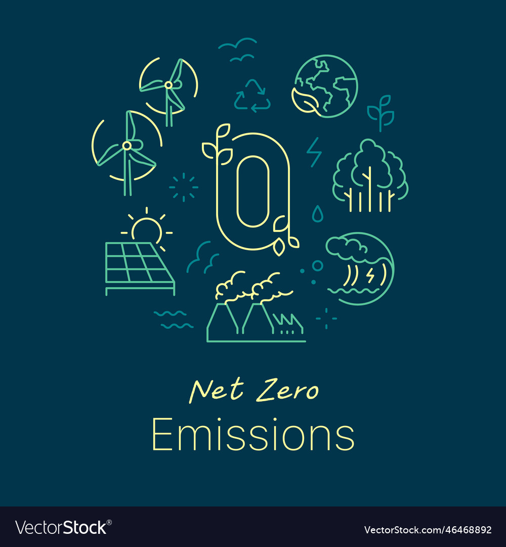 Net zero emissions concept Royalty Free Vector Image