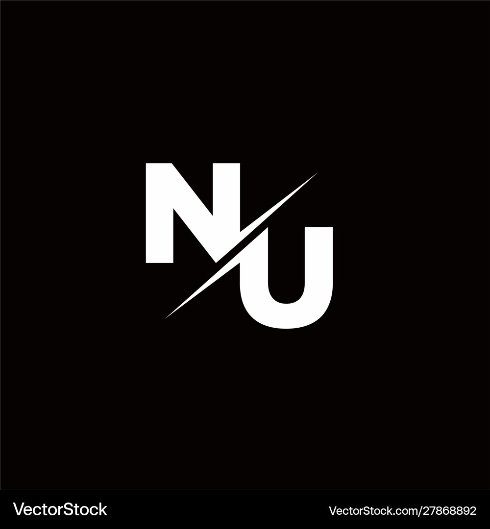 Nu logo letter monogram slash with modern logo Vector Image