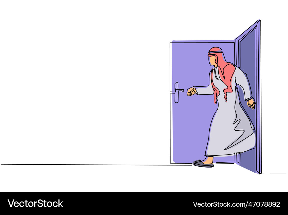 Single one line drawing arabic businessman on Vector Image