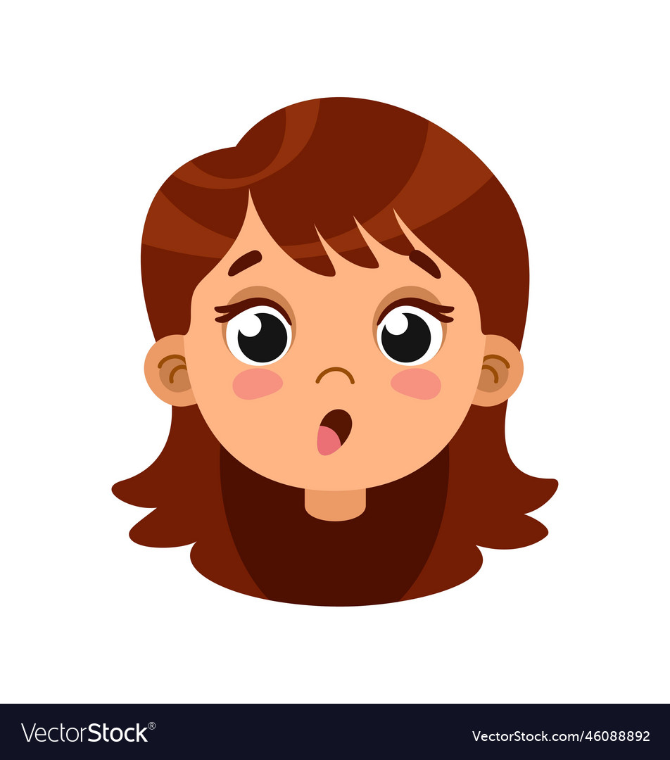 Surprised Face Cartoon Girl Scared Woman With Shocked Face. Cartoon